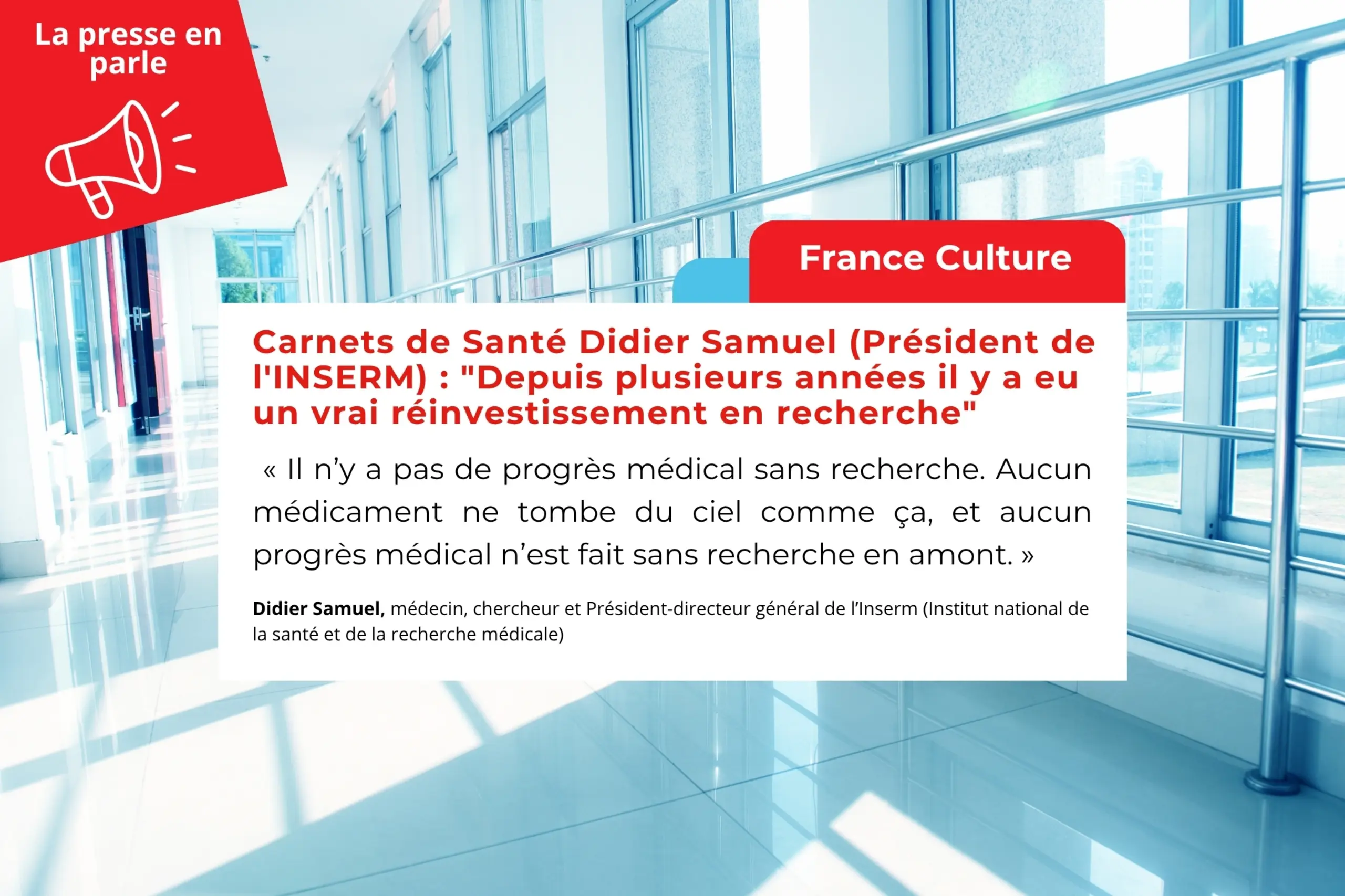 France Culture | Carnets de Santé Didier Samuel (Président de l'INSERM ...